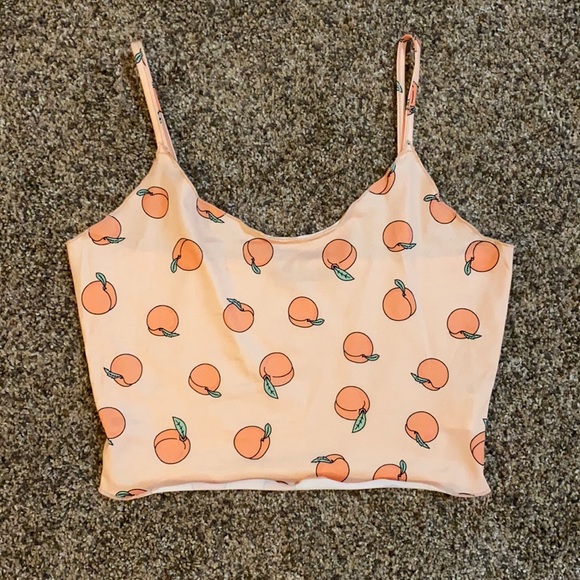 SHEIN | Tops | New Never Worn Peach Print Crop Top | Poshmark